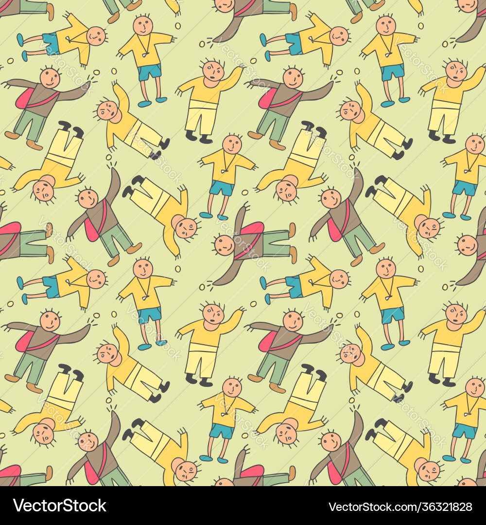 Pattern seamless kids with teenager doodle Vector Image