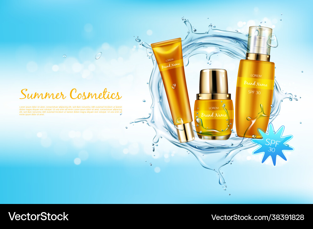 Promo banner for summer spf cosmetics Royalty Free Vector