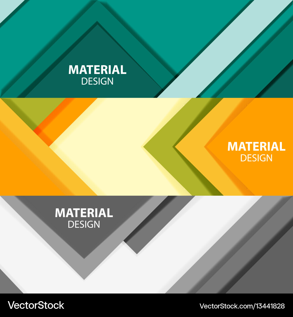 Set of three horizontal material design banners Vector Image