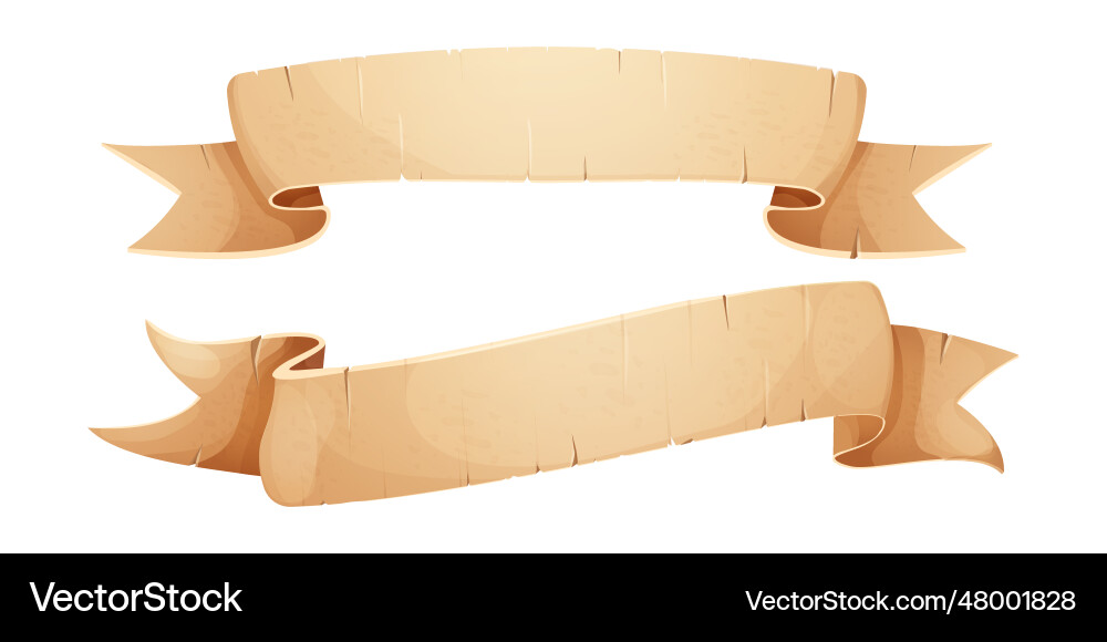 Set parchment paper scroll ribbon old vintage Vector Image