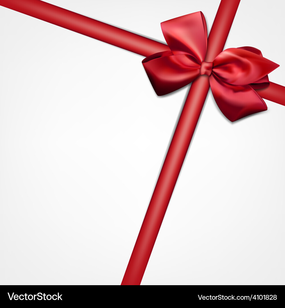 White paper card with gift red satin bow Vector Image