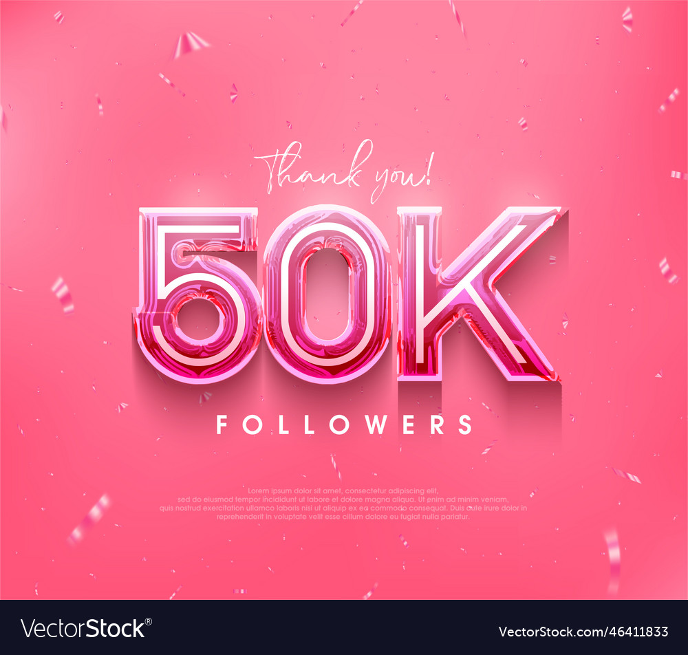 50k followers design for a thank you in a soft Vector Image