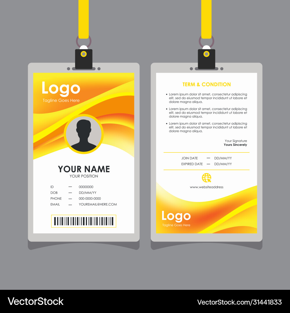 Abstract stylish fresh yellow wave id card design Vector Image