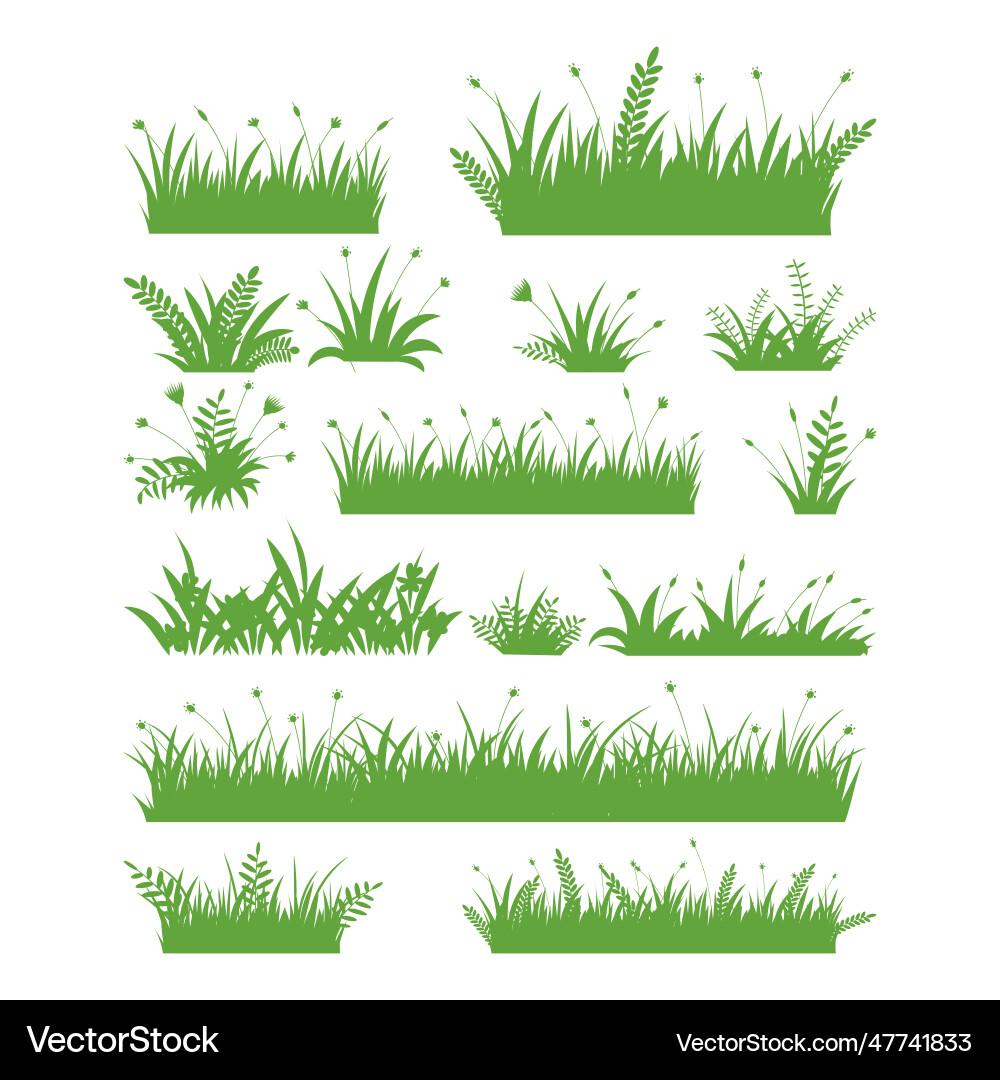 Beautiful hand draw grass silhouette collection Vector Image