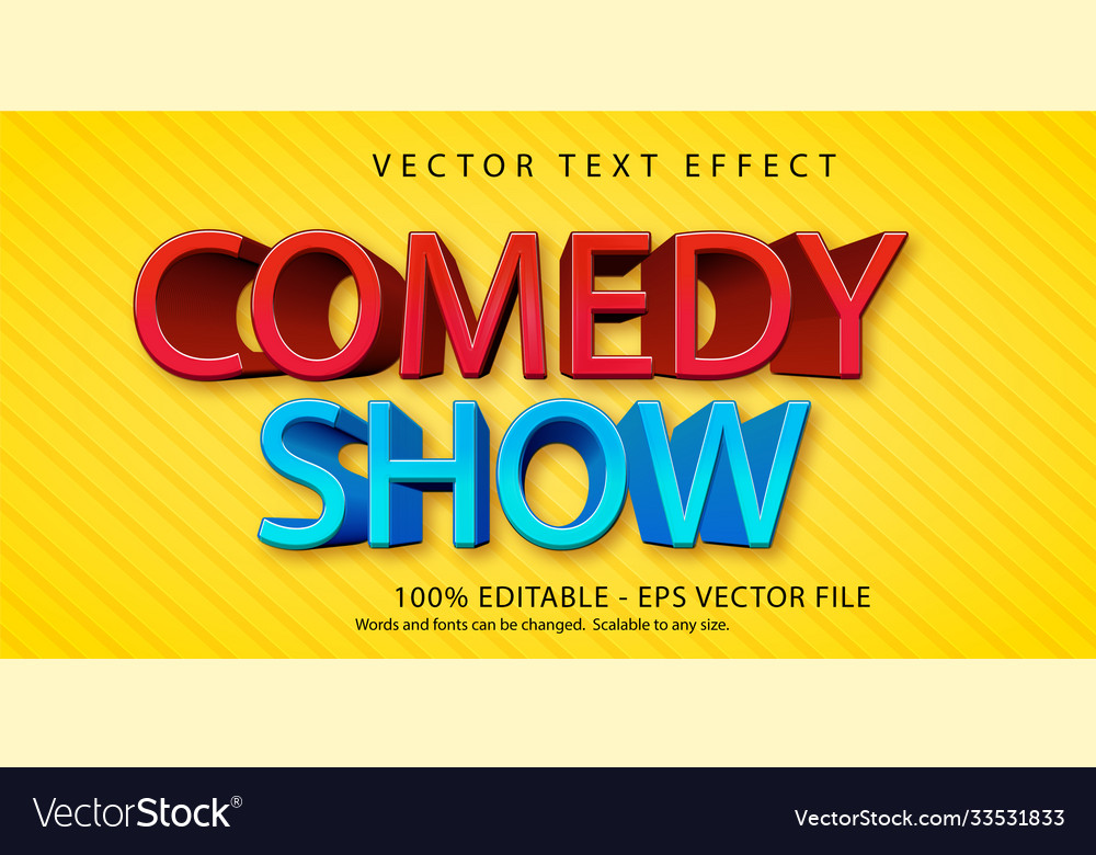 Comedy show text comic style editable effect Vector Image