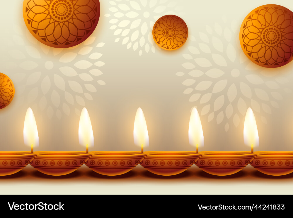 Five diya or lamp set template for diwali Vector Image