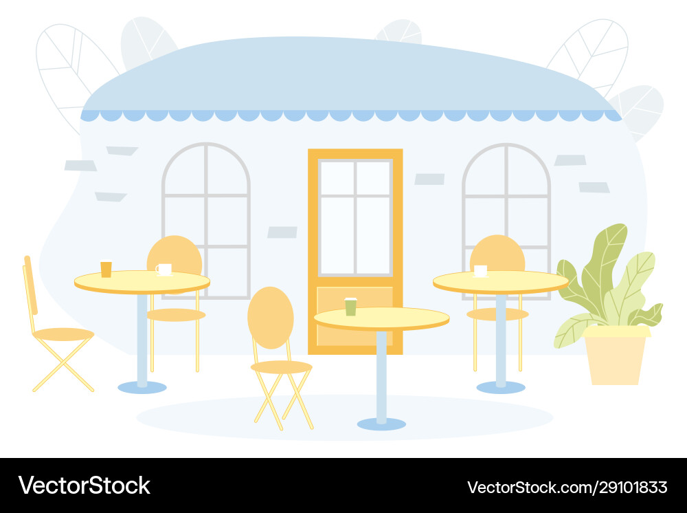 Flat banner restaurant patio interior cartoon Vector Image