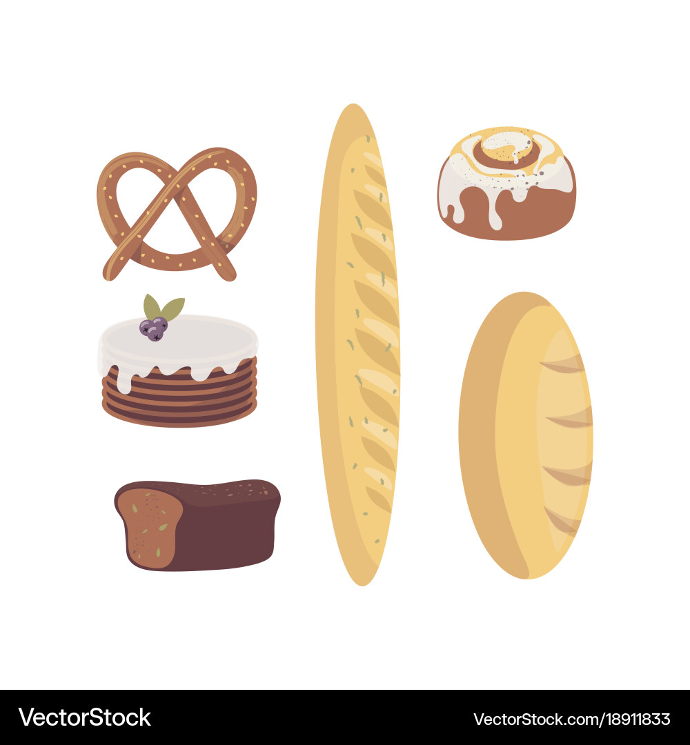 Fresh loaf of white wheat bread flat design Vector Image