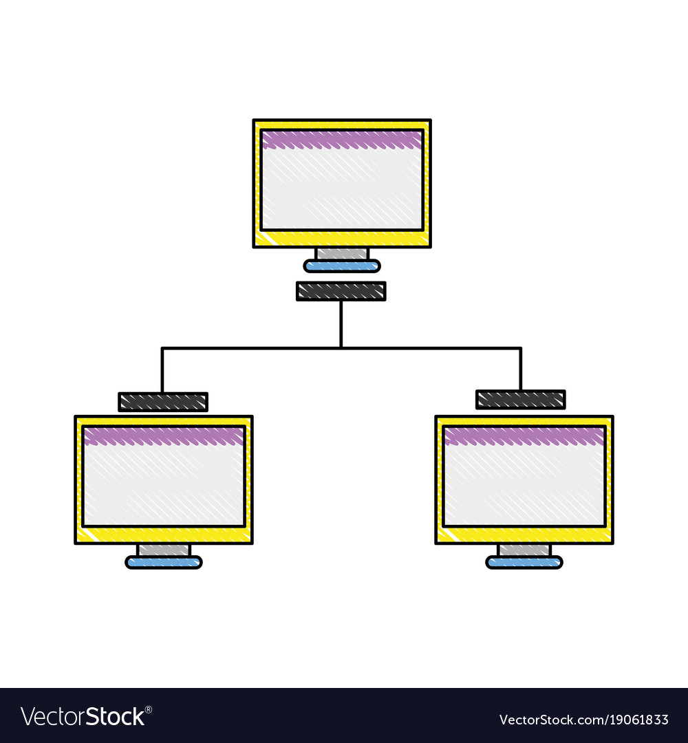 Grated computer screen with technology global Vector Image