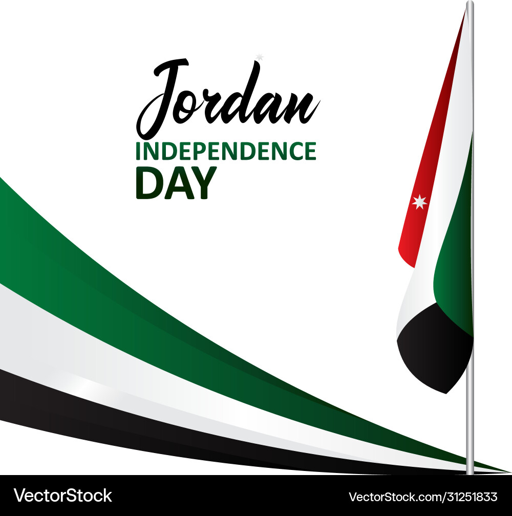 Jordan independence day banner with flag Vector Image