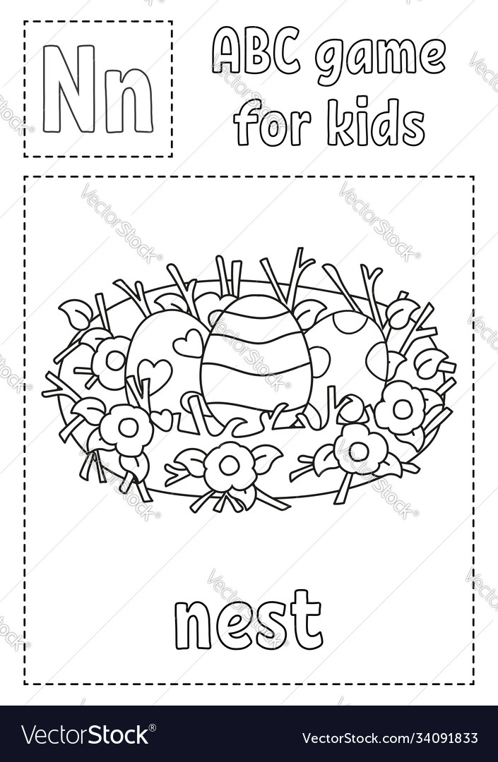 Letter n is for nest abc game for kids alphabet Vector Image