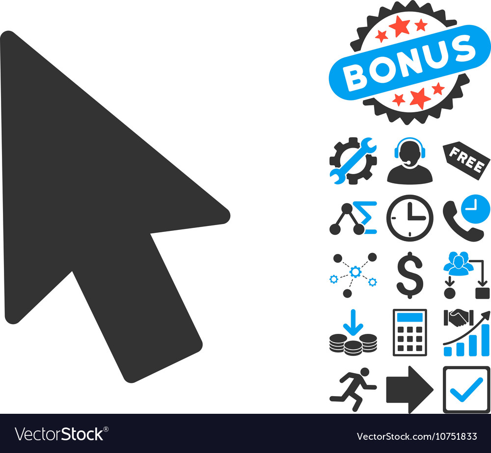 Mouse pointer flat icon with bonus Royalty Free Vector Image