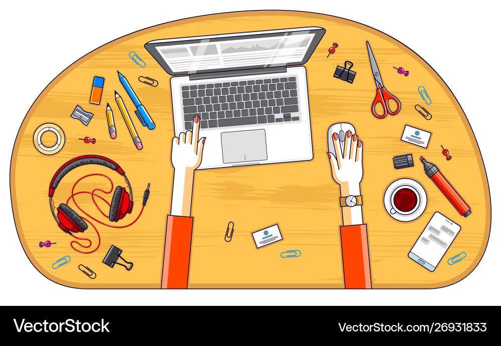 Office employee or entrepreneur work desk Vector Image
