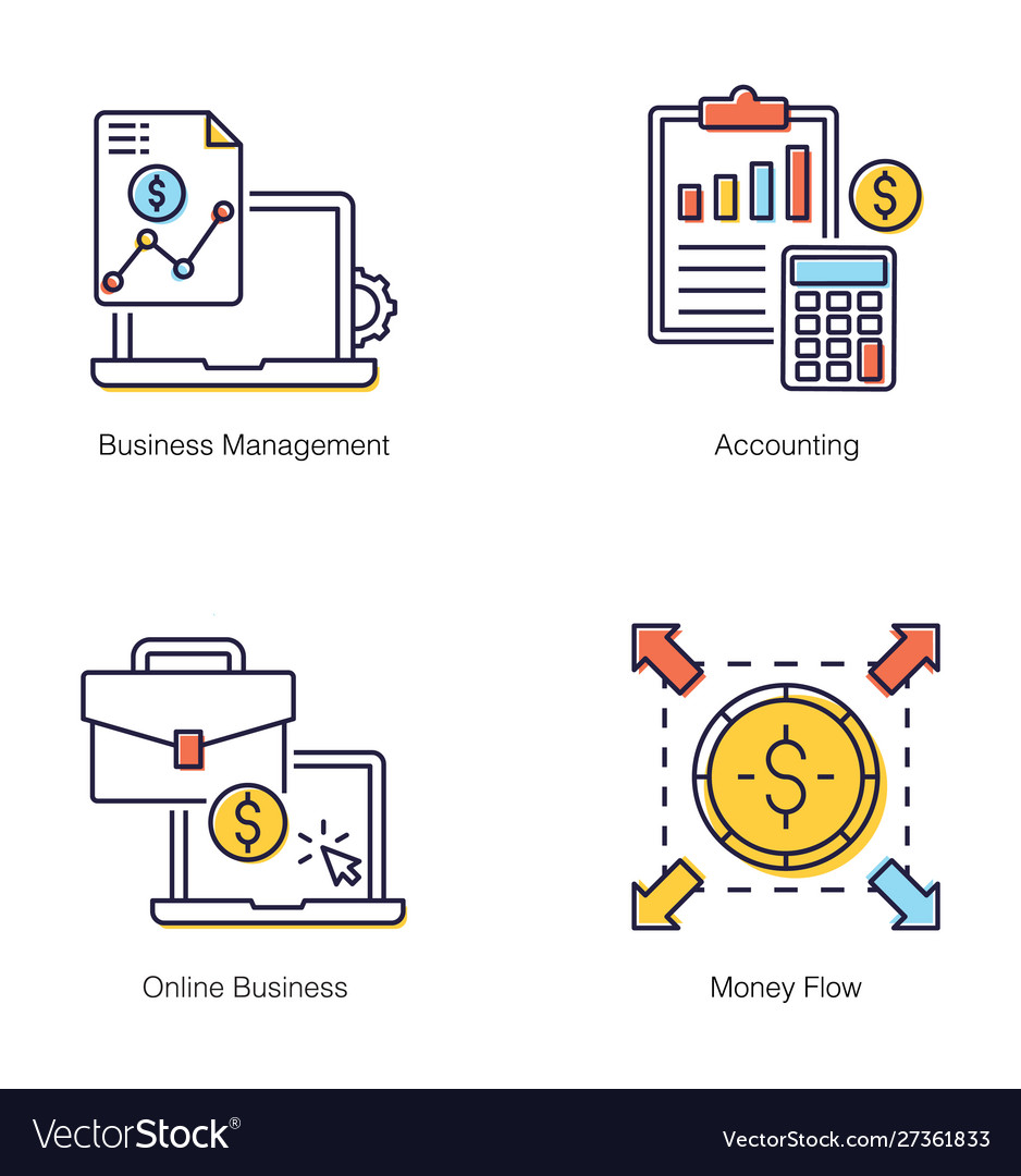 Pack business flat icons Royalty Free Vector Image