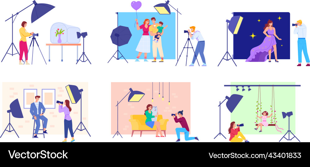 Photo studio session professional photoshoot Vector Image