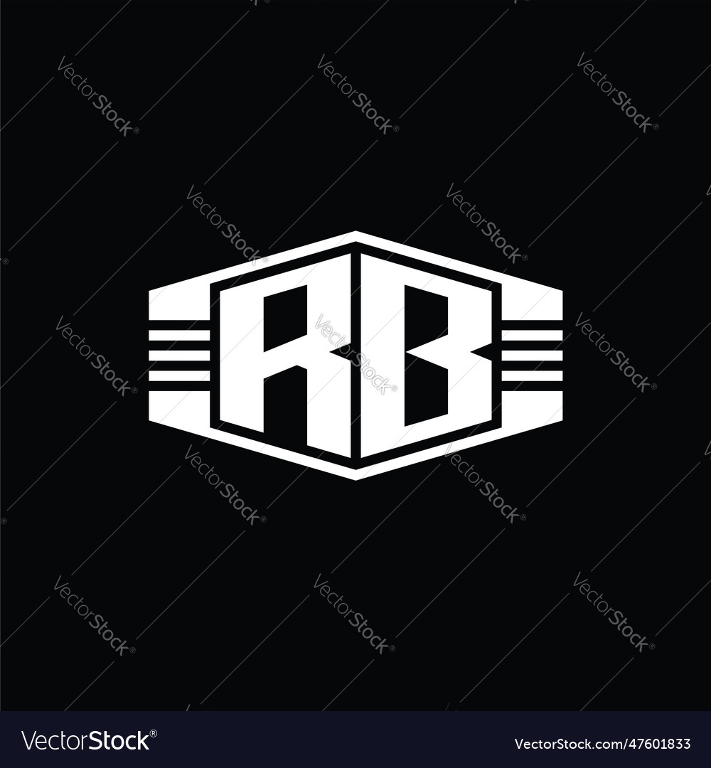 Rb letter logo monogram hexagon emblem shape Vector Image