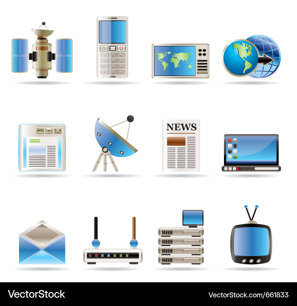 Realistic communication and business icons Vector Image