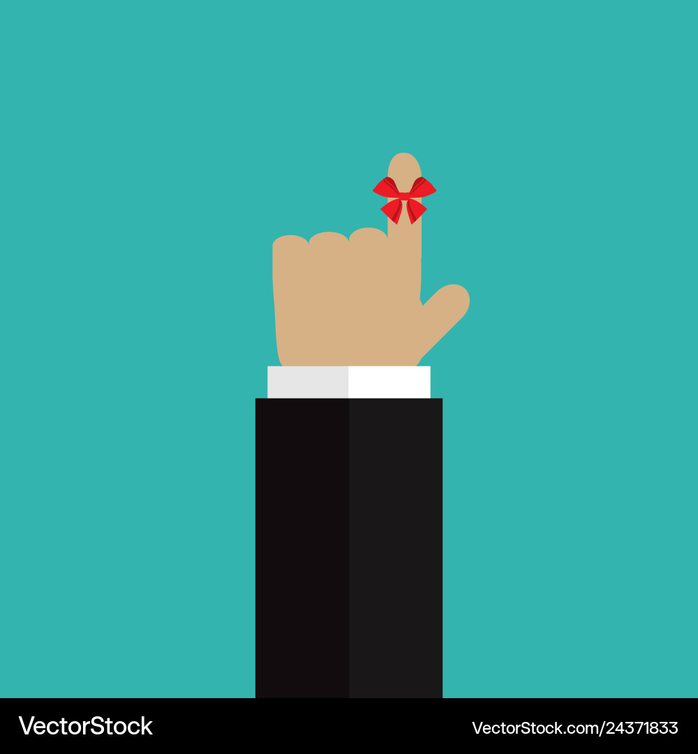 Ribbon on the finger reminder turquoise Royalty Free Vector