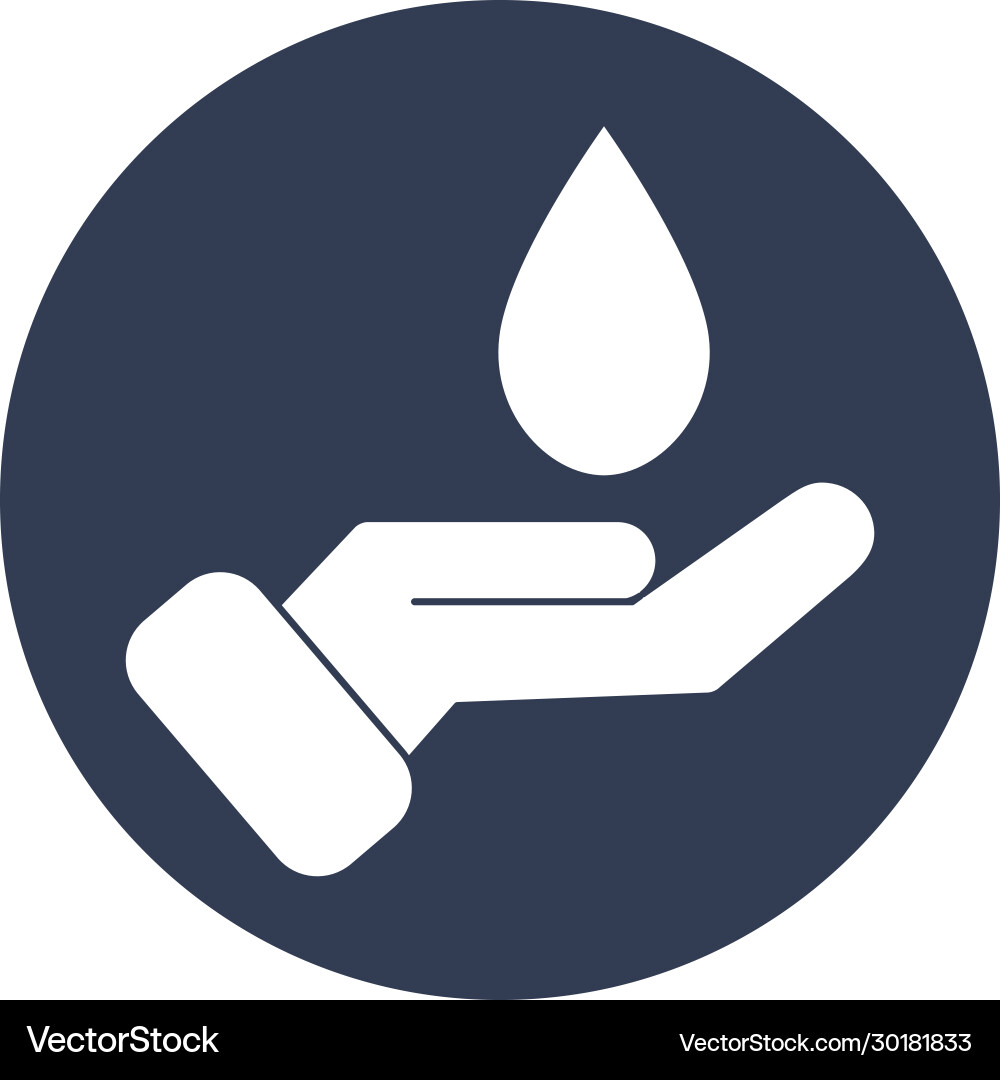 Water drop and hand icon block style Royalty Free Vector