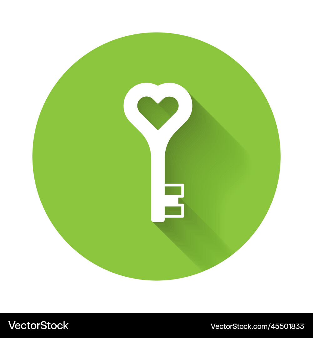 White key in heart shape icon isolated with long Vector Image