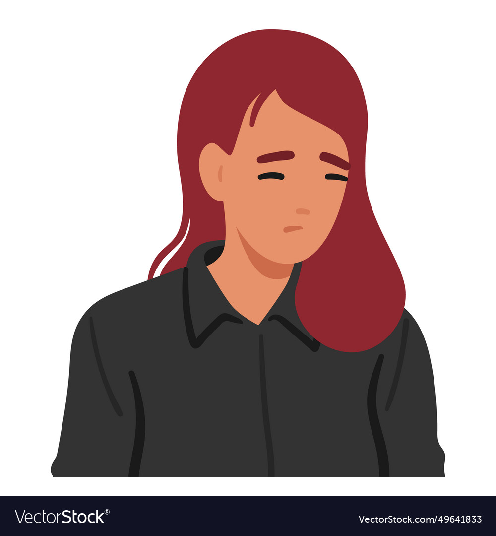 Woman with melancholic expression eyes downcast Vector Image