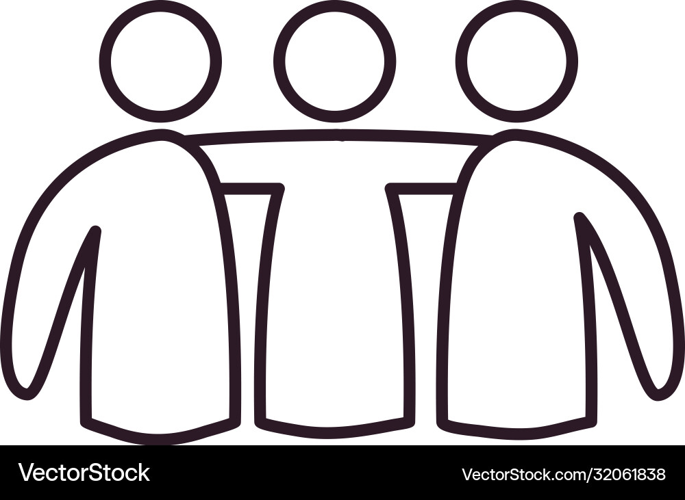 Avatars persons friends hugging line style icon Vector Image