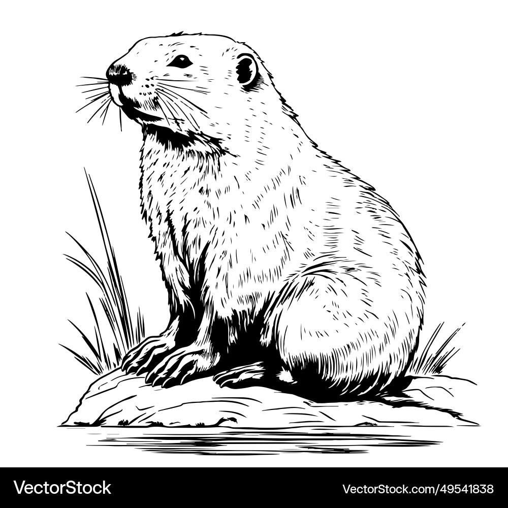 Beaver rodent mammal scratch board imitation Vector Image