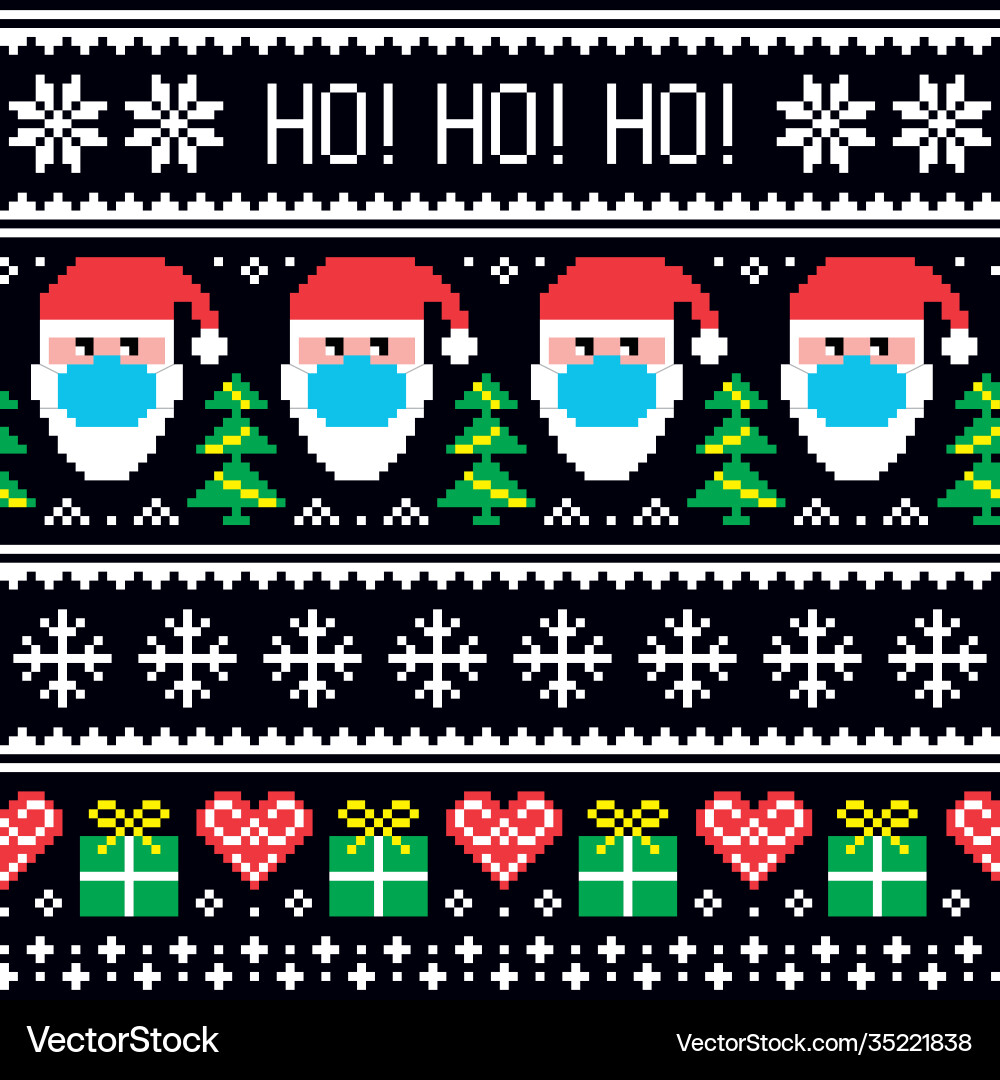 Christmas seamless pattern with santa in mask Vector Image