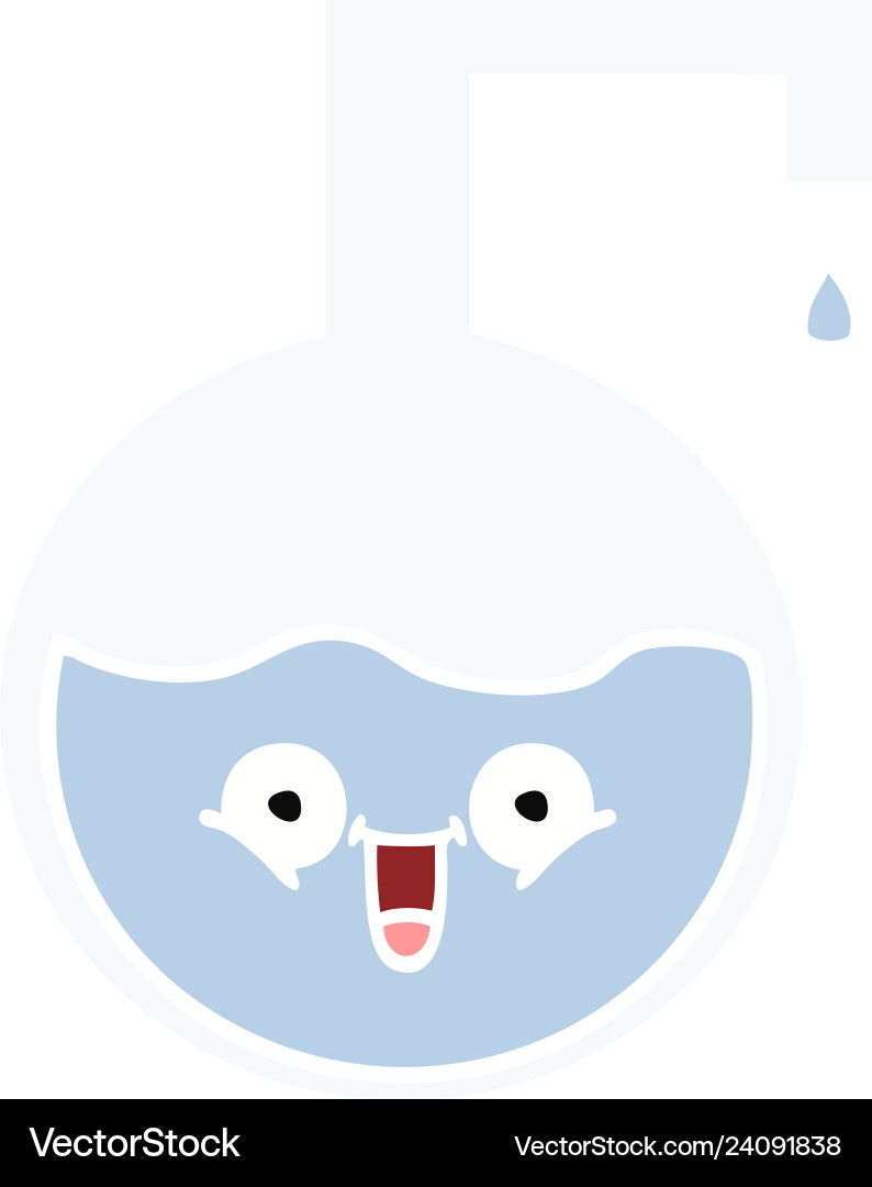 Flat color retro cartoon science bottle Royalty Free Vector