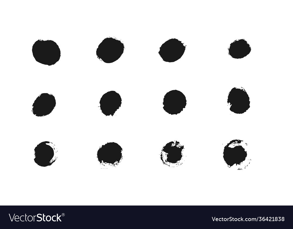Grunge circles set collection ink brush Royalty Free Vector