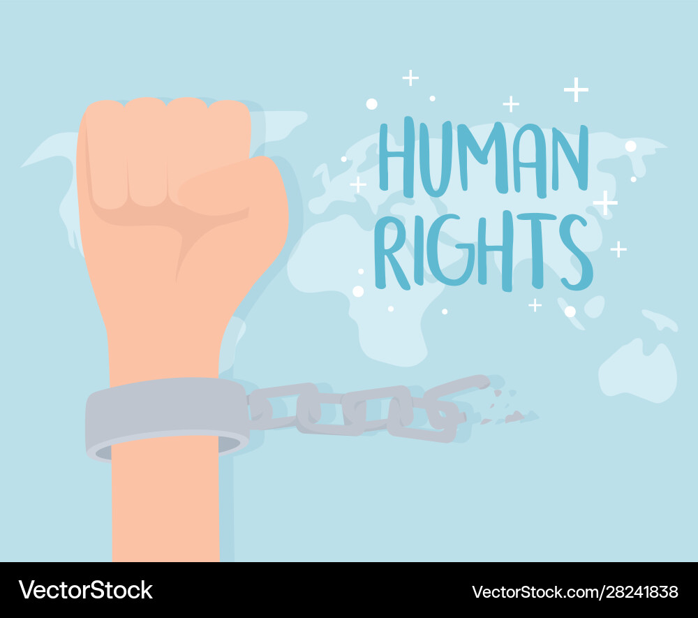 Human rights hand with handcuffs and chain Vector Image