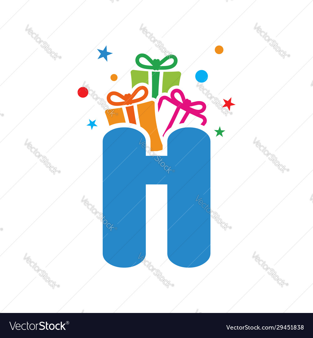 Initial gift h Royalty Free Vector Image - VectorStock