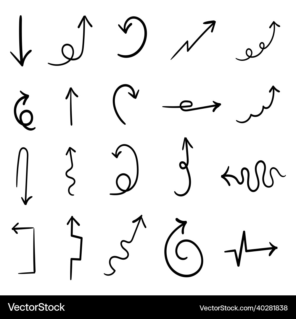 Large assembly of different arrows many sizes Vector Image