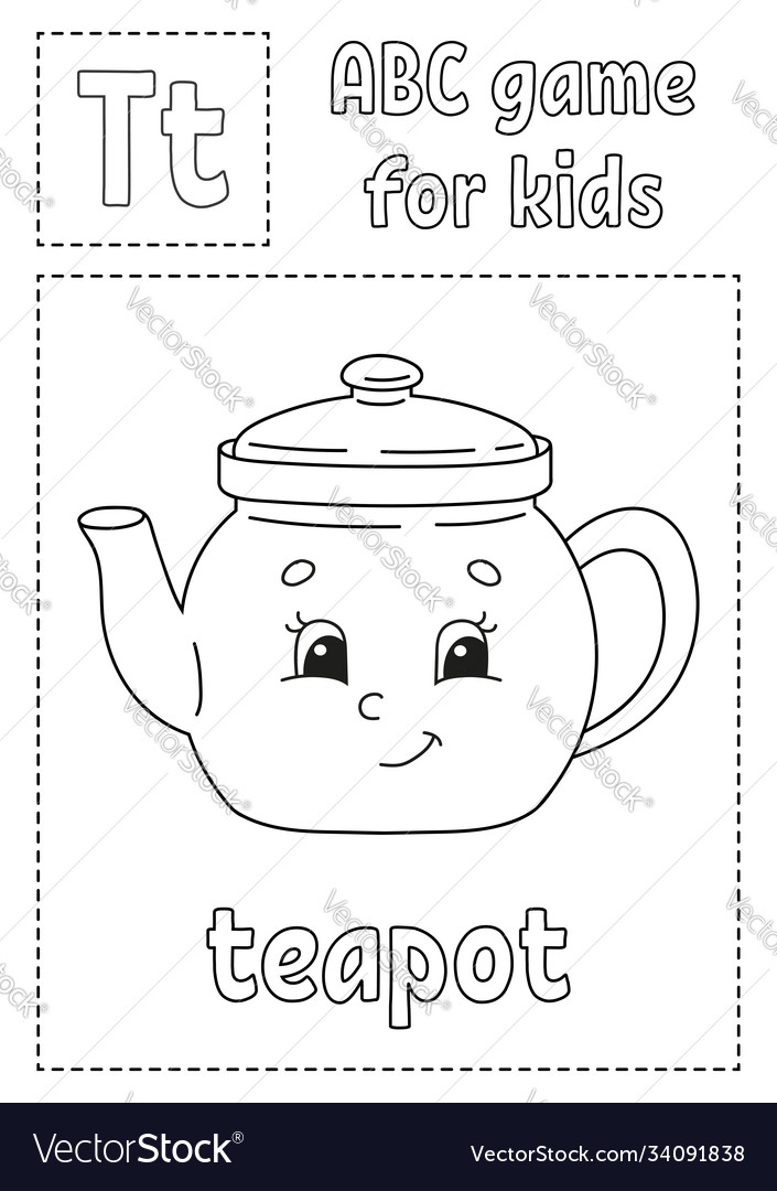 Letter t is for teapot abc game kids alphabet Vector Image