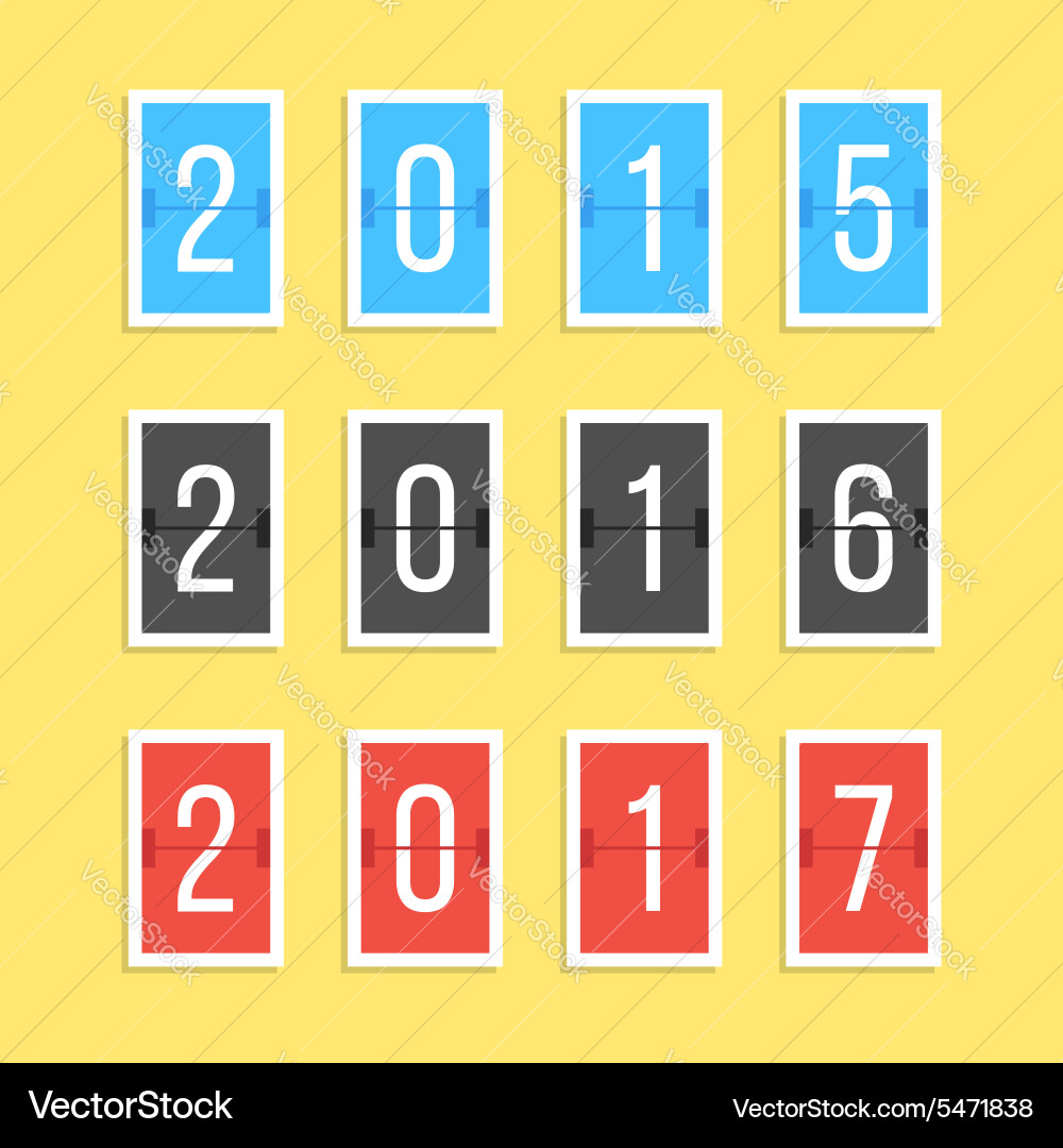 Scoreboard year numbers isolated on yellow Vector Image