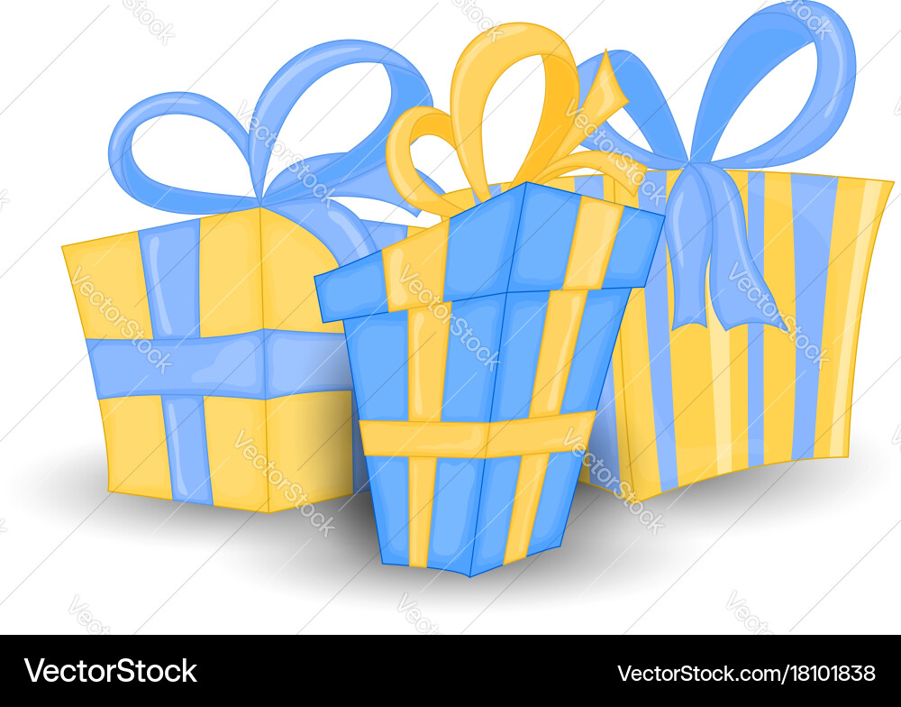 Set of different colorful wrapped gift Royalty Free Vector