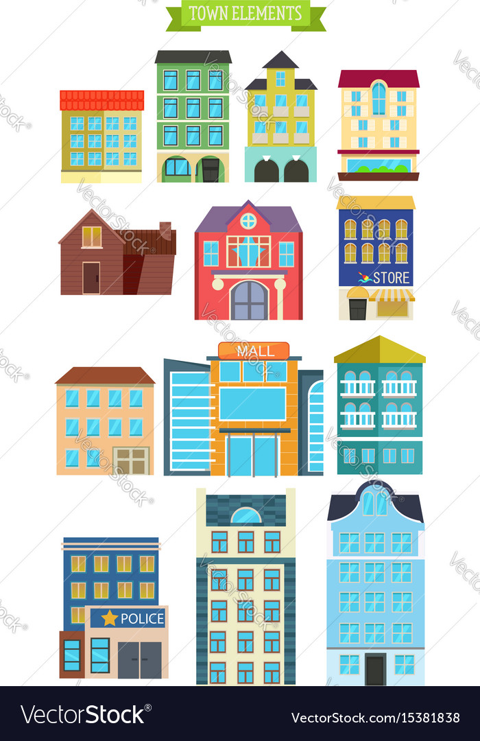 Town elements Royalty Free Vector Image - VectorStock