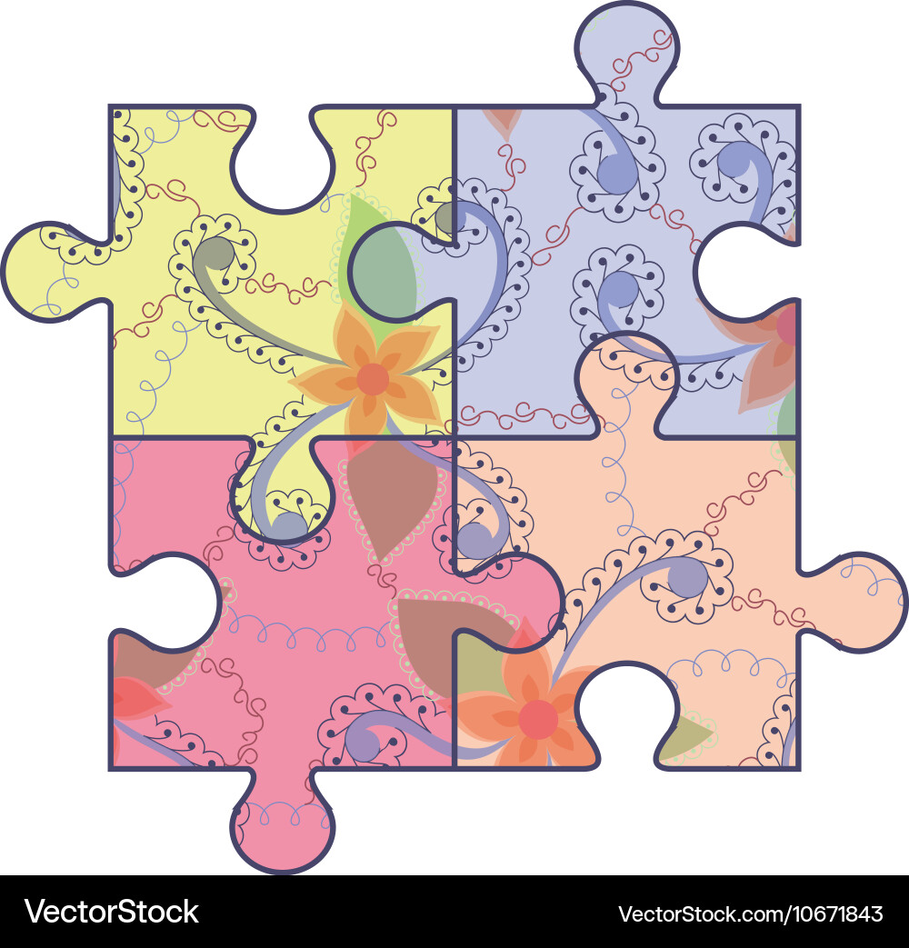 Autism puzzle simbol vintage Royalty Free Vector Image