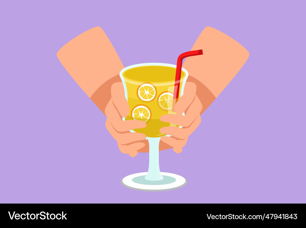 Cartoon flat style drawing cold lemonade with ice Vector Image