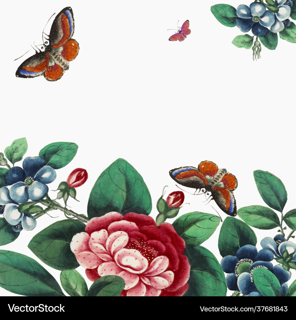 Chinese painting featuring flowers Royalty Free Vector Image