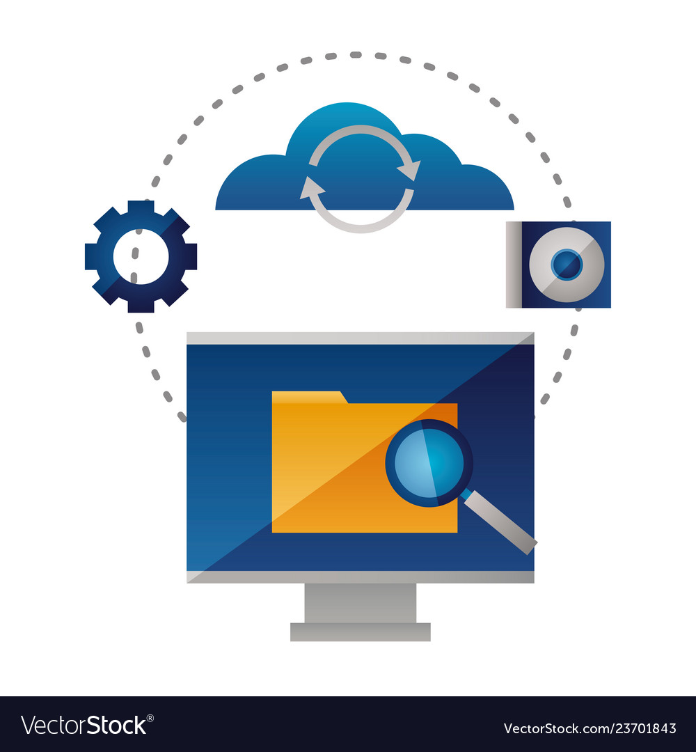 Cloud computing folder analysis computer Vector Image