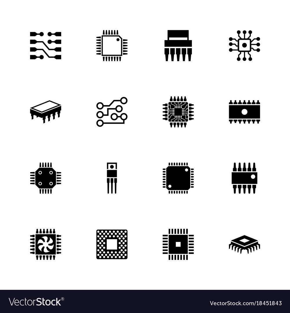 Computer chips - flat icons Royalty Free Vector Image