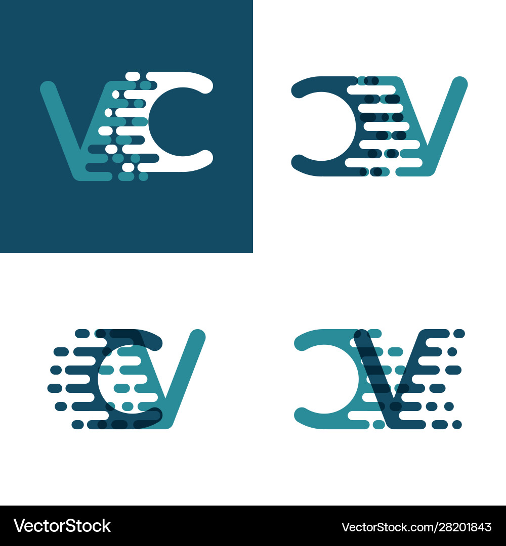 Cv letters logo with accent speed in light green Vector Image