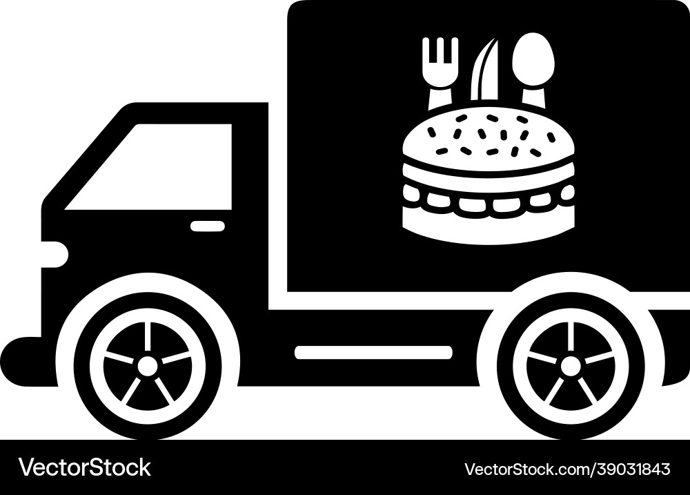 Delivery food van icon black design Royalty Free Vector