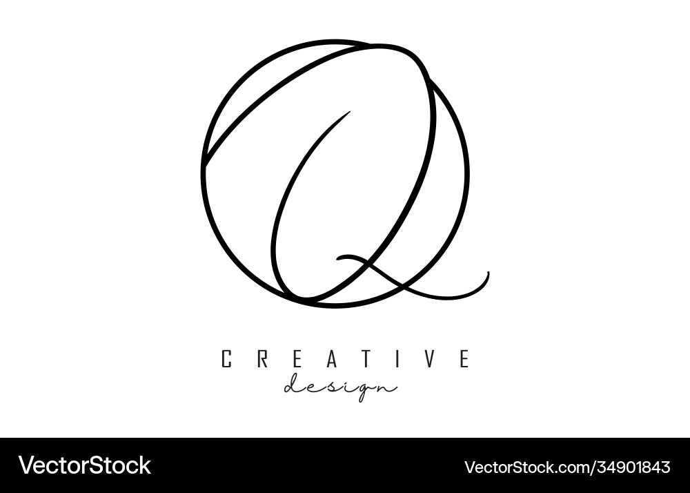 Handwriting letters q logo design with simple Vector Image
