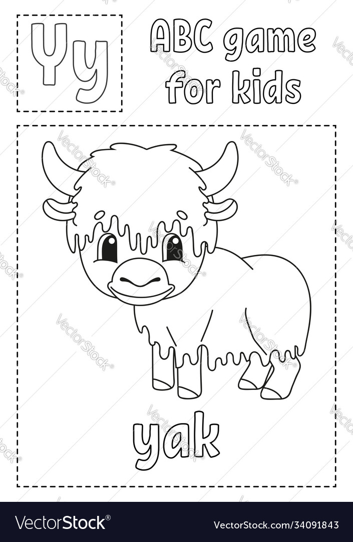 Letter y is for yak abc game kids alphabet Vector Image