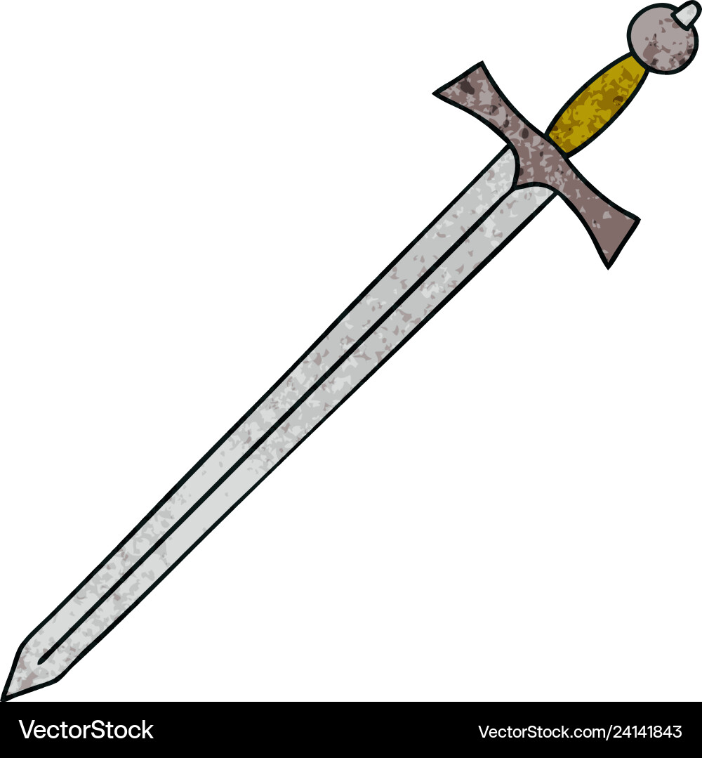 Quirky hand drawn cartoon sword Royalty Free Vector Image