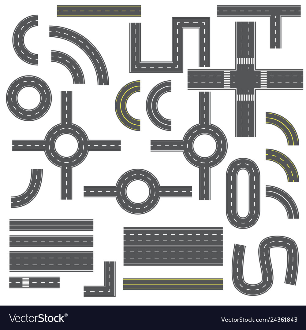 Road elements isolated Royalty Free Vector Image