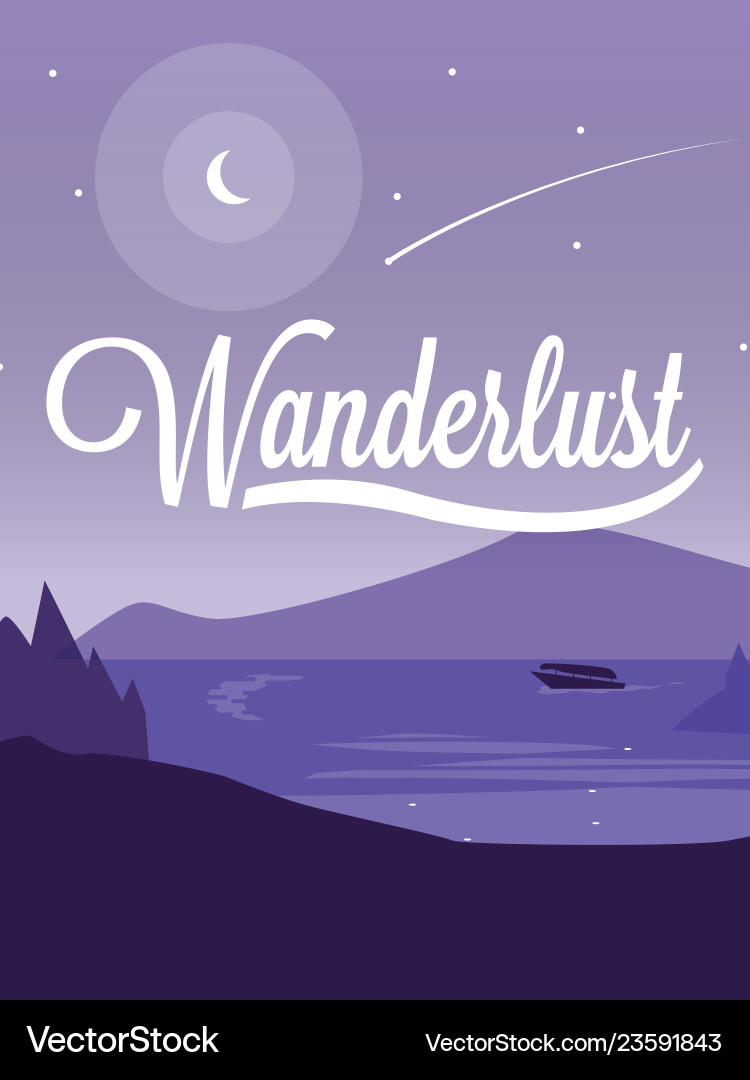 Scene landscape with river and wanderlust Vector Image