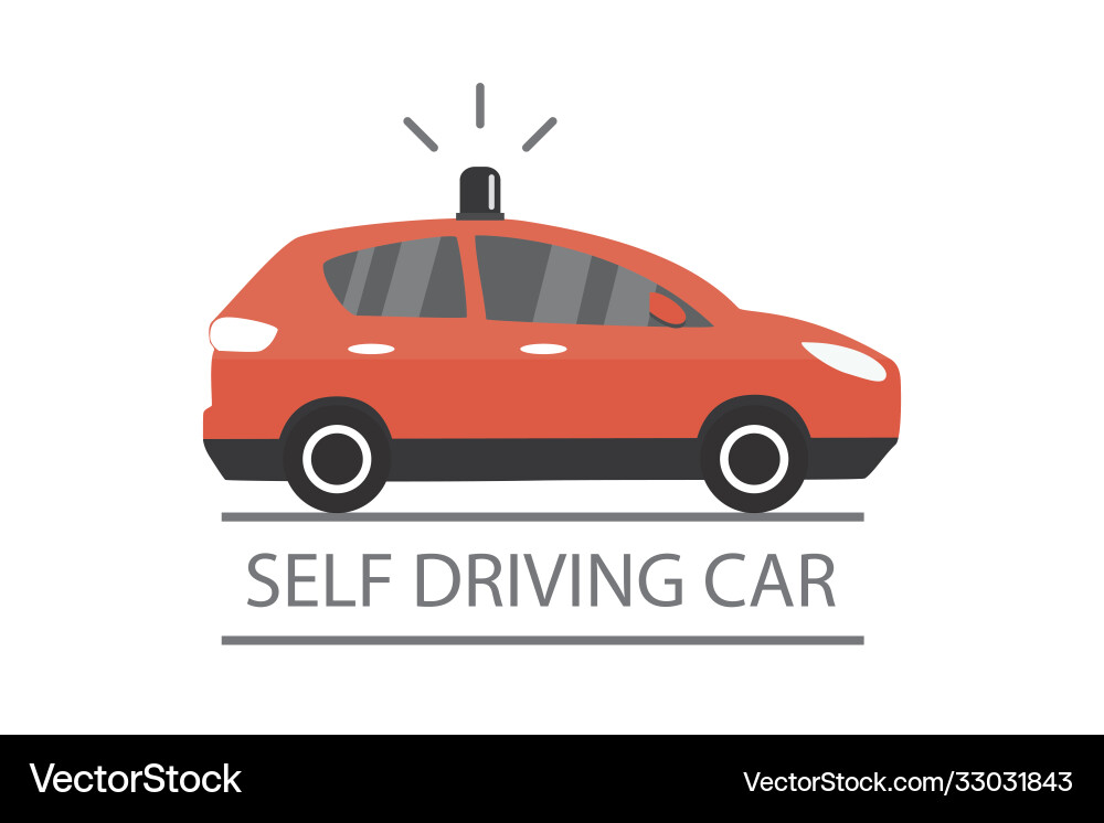 Self driving carcartoon future transport concept Vector Image